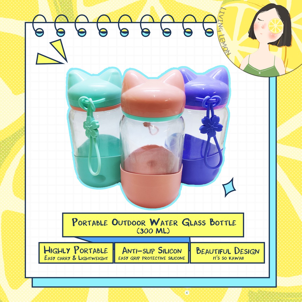 Colorful Cute Glass Bottle Cute Portable Bottle Drinking Water Gift ...