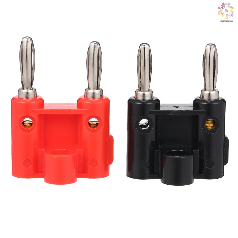 BT Double Row Banana 4mm Plug Black + Red 4mm Speaker Plug Adapter ...