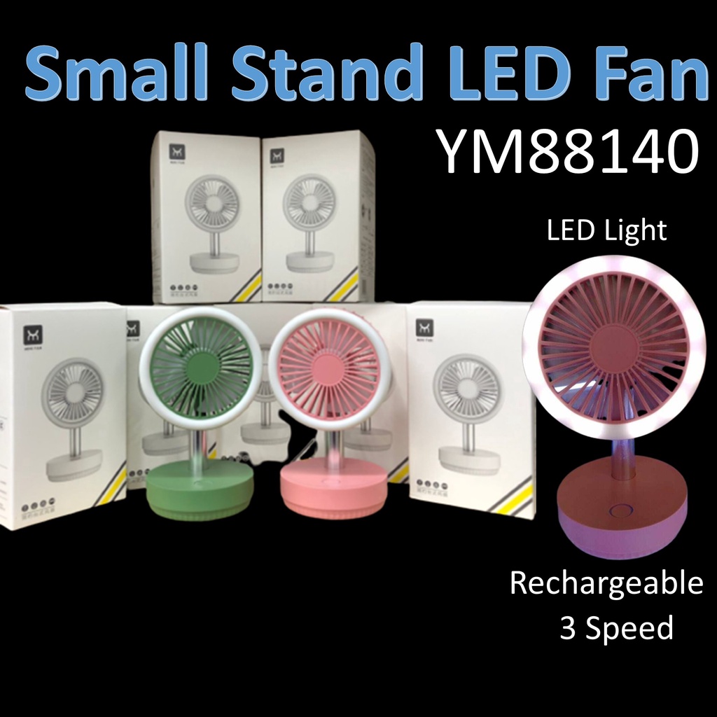 LED Rechargeable Mini Fan Stand Small 3 Speed Adjustable Fan Kipas ...
