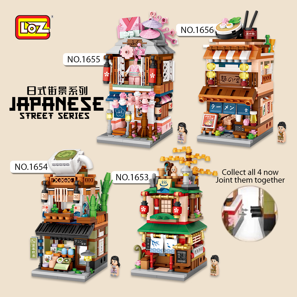 LOZ IDEAS Mini Block Japanese Style Building Brick Street Shop Stall ...