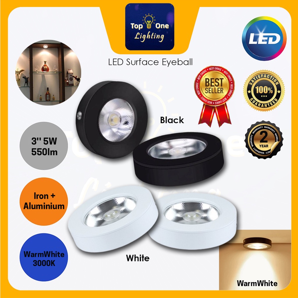 {2 YEARS WARRANTY} LED Eye Ball Spotlight 3'' 5W LED Surface Eyeball ...