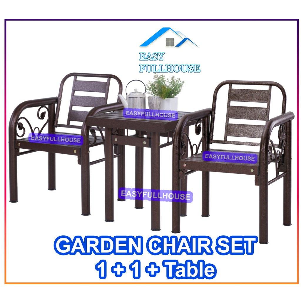 Garden Chair Set 1+1+Table / Outdoor Chair / Kerusi Taman / Kerusi Besi ...