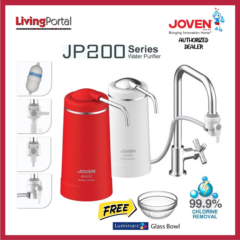 JOVEN JP200 RED / WHITE IN LINE WATER FILTER WATER PURIFIER (FREE ...