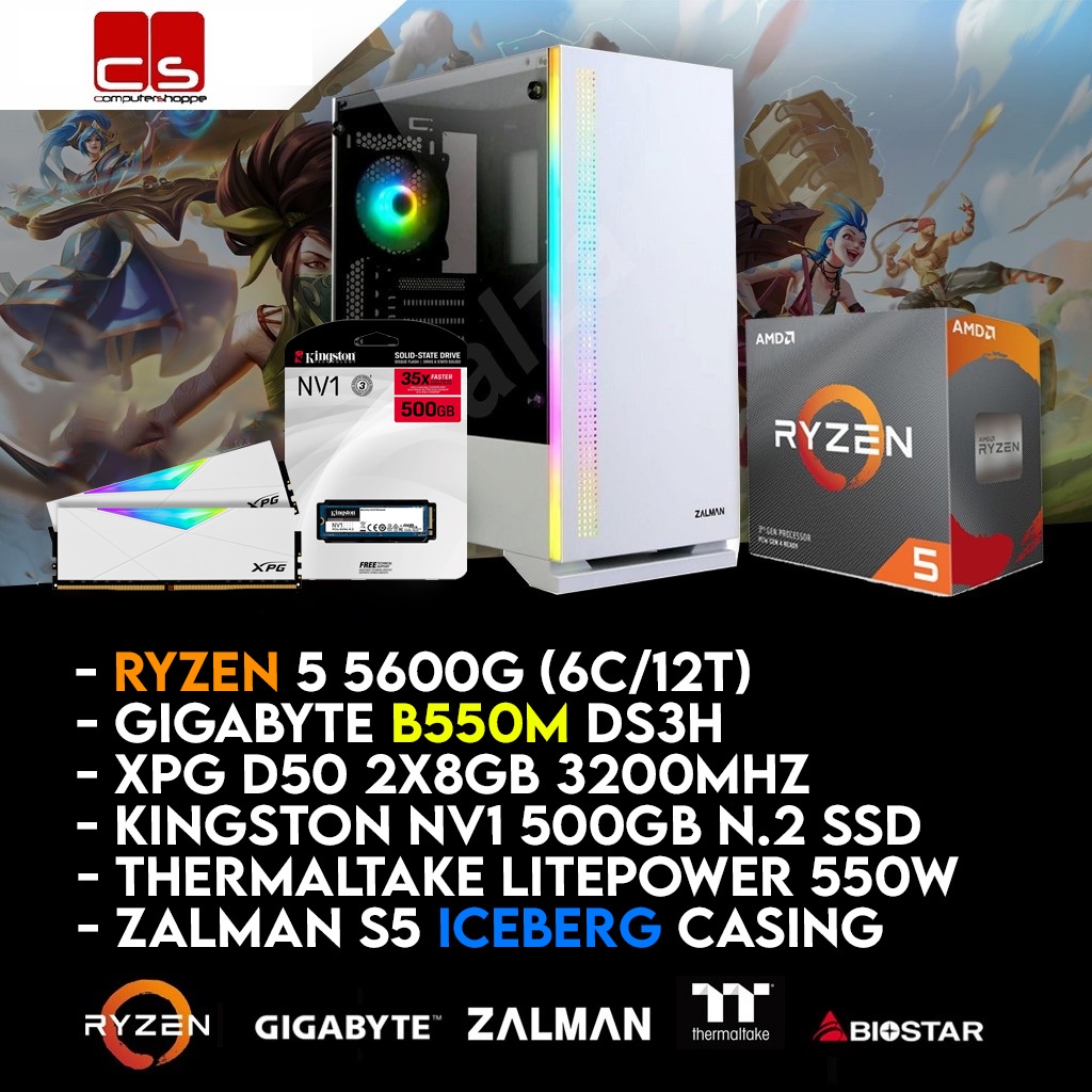 Gaming PC Package With RYZEN 5 5600g (16GB DDR4 / 500GB M.2 SSD ...