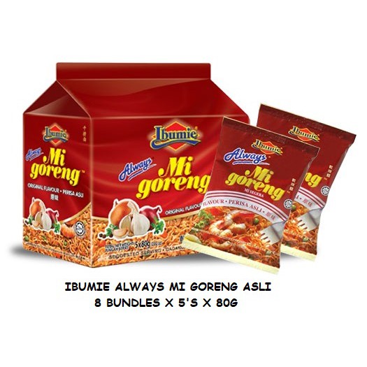 Ibumie Always Mi Goreng Original Flavour Instant Noodles 80g x 5's x 12 ...