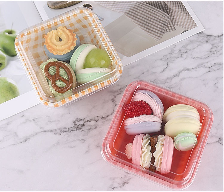 Retro Pink Yellow Red Cake Box Small Dessert Transparent Tiramisu ...