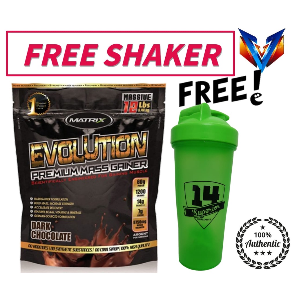 Matrix Evolution Premium Mass Gainer 12lbs 5.4kg (Free Shaker), Weight ...