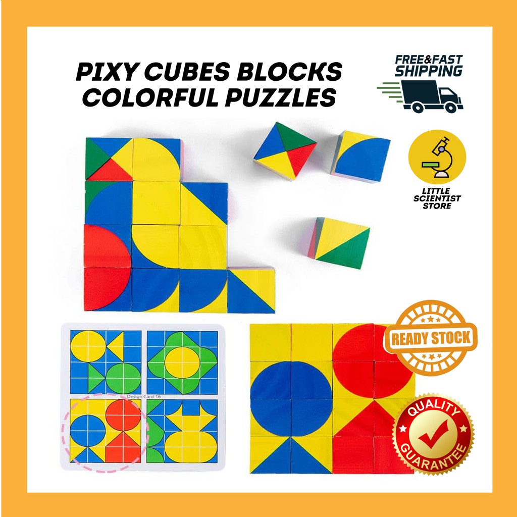 PIXY CUBES BLOCKS EARLY EDUCATION TOYS CREATIVE PATTERN COLORFUL ...