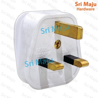 SIRIM CERTIFIED Kepala Plug Elektrik 13A White Plug Top 3 Pin Style UK ...