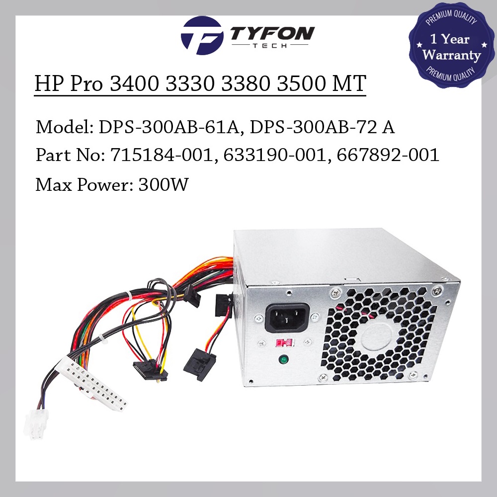 HP Pro 3400 3330 3380 3500 MT Power Supply PSU 300W 633190-001 667892 ...