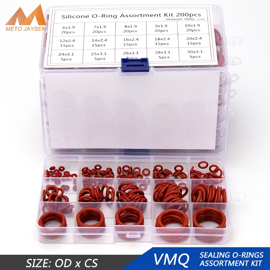 [Ready Stock &COD] Red Silicone VMQ O Rings 1.5mm 1.9mm 2.4mm 3.1mm Thickness Oring Sets Durable ...