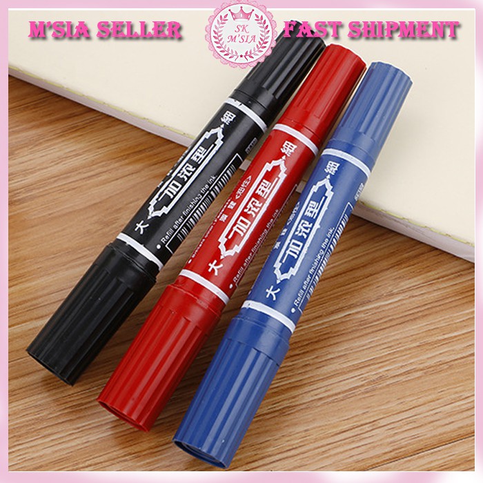 Large Double Sided Marker Pen Black Blue Red Both Rounded End | Shopee ...