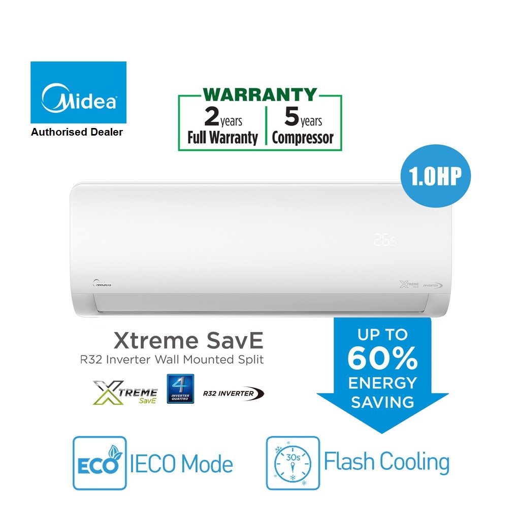 MIDEA NEW XTREME SAVE INVERTER AIR COND R32 1.0HP MSXS-10CRND8 - [SIAP PASANG/PENGHATANRAN ...