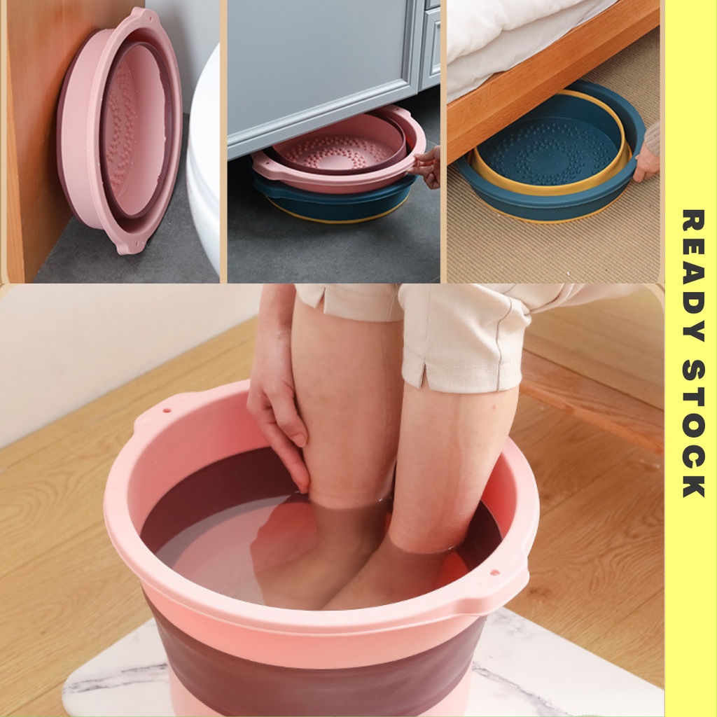 Foldable Foot Bath Bucket Collapsible Massage Spa Basin Retractable ...
