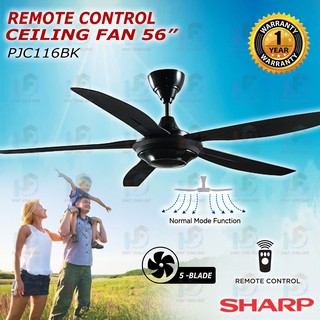 Sharp 5 Blade Ceiling Fan With Remote Control (56”) PJC116BK | Shopee ...
