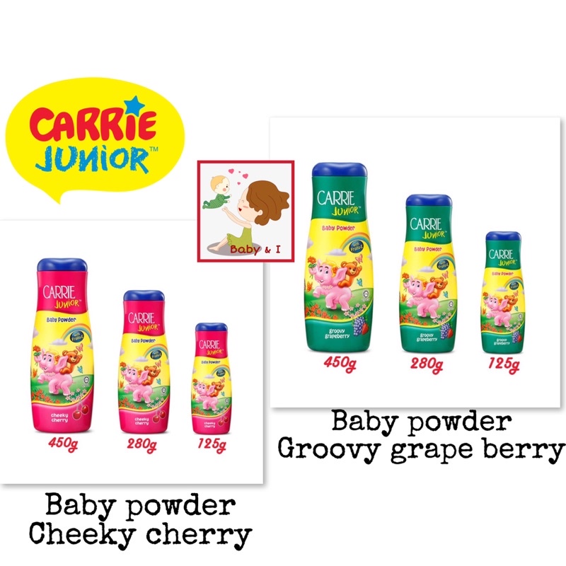 Carrie Junior Baby Powder - 125g, 280g, 450g ( Cheeky cherry / Groovy ...