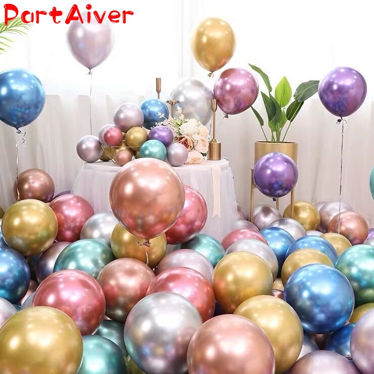 10pcs 12inch New Glossy Metal Pearl Latex Balloons Thick Chrome ...