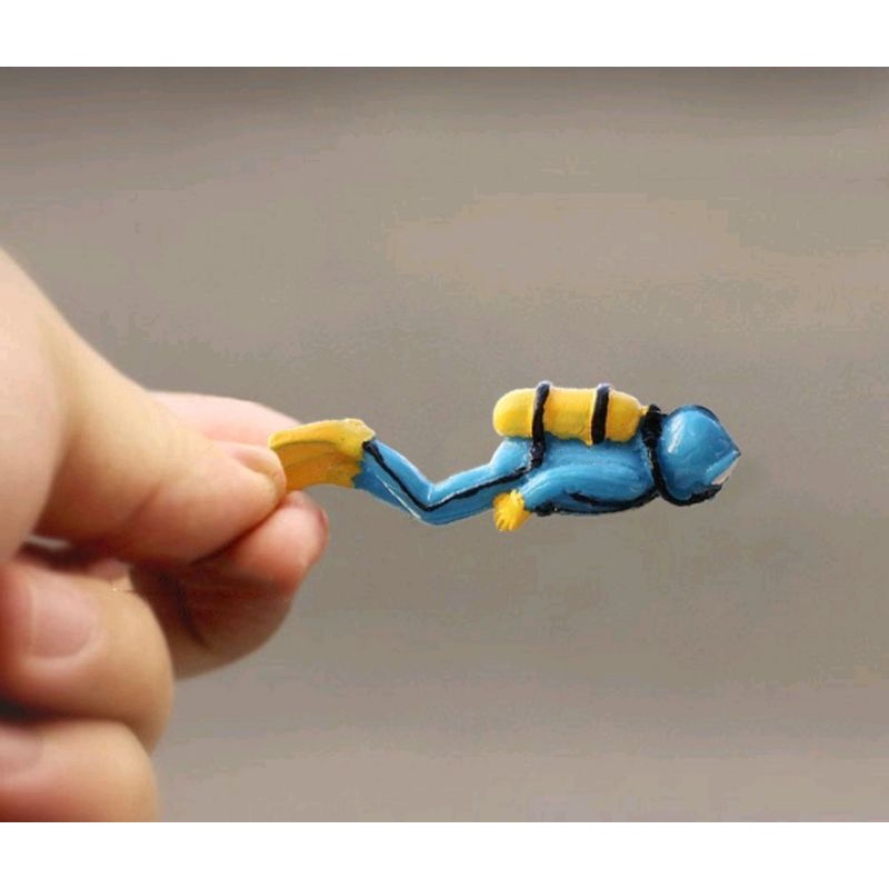 Aquarium Deco Resin Action Figures Scene 3D Model Diver Figurine ...
