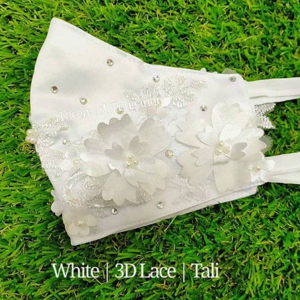 Facemask Pengantin 3D Lace Putih Wedding Mask Topeng Muka Readystock ...