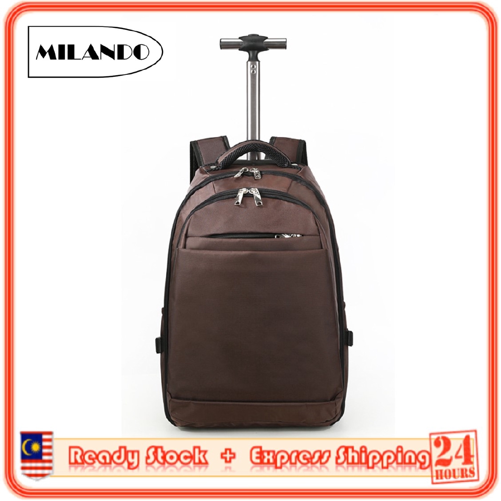 MILANDO Travel 2-Wheel Trolley Bag Backpack Suitcase Cabin Business ...