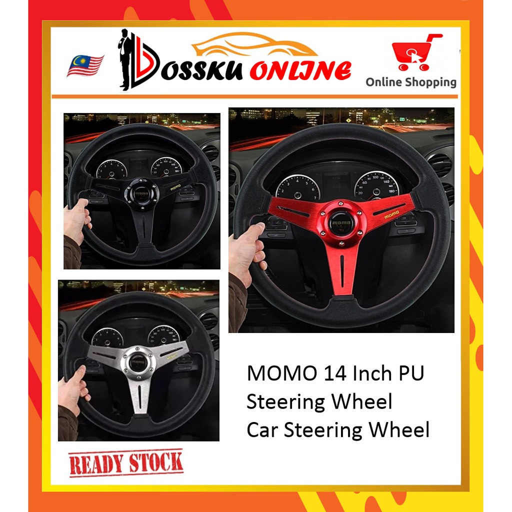 MOMO 14 Inch PU Steering Wheel Car Steering Wheel | Shopee Malaysia