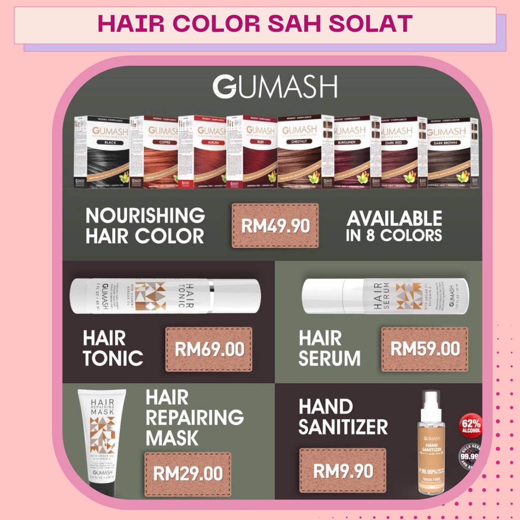 Shocking Sale Gumash Inai Rambut Halal Hair Colour Pewarna Rambut Patuh ...
