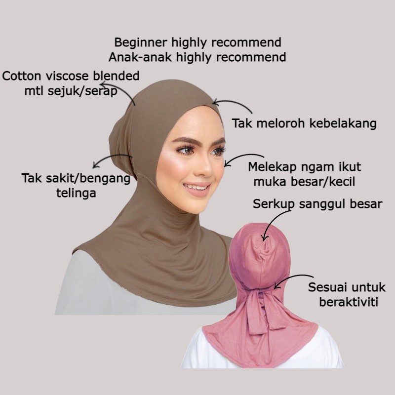 Premium Inner Neck for Beginner-Inner Ninja Anak Tudung Ketat Melekap ...