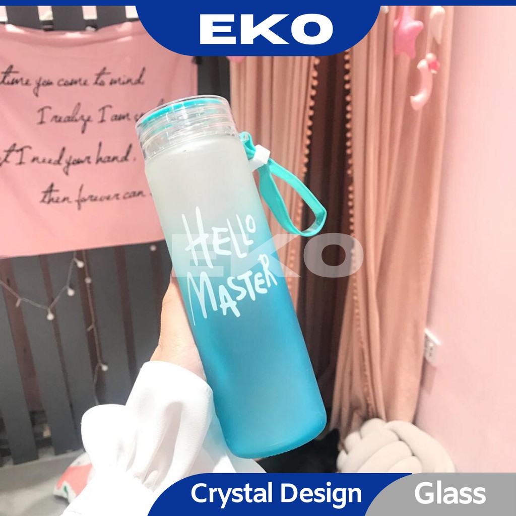 EKO Crystal Glass Water Bottle Drinking Bottle Frosted Colourful Glass ...