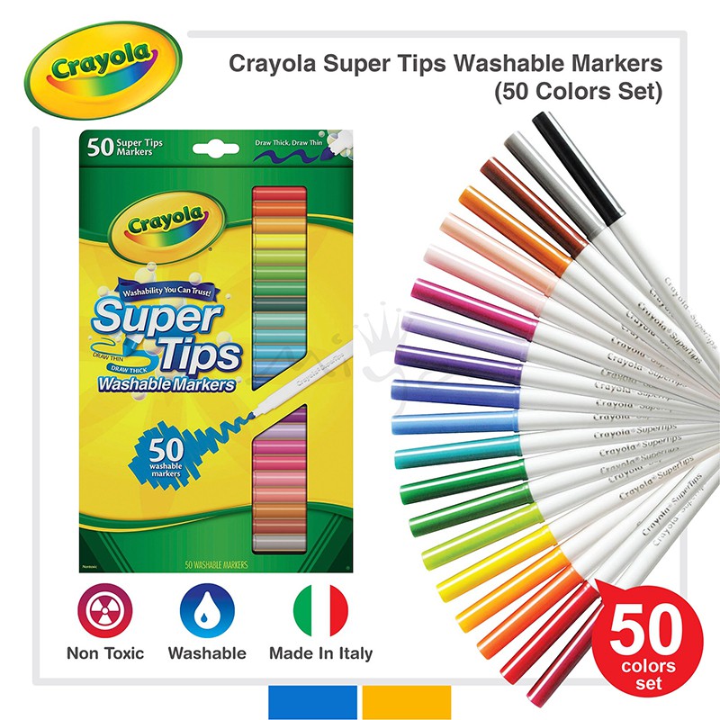 Crayola Super Tips Washable Markers (50 Colors Set) Supertips | Shopee ...