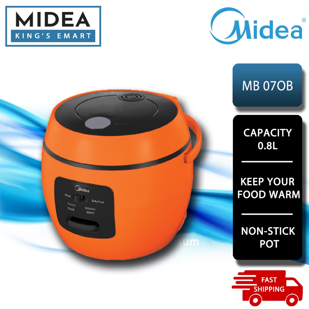 Midea Mini Jar Rice Cooker 0.8L MB-07OB (Orange) |Ready Stocks | Fast ...