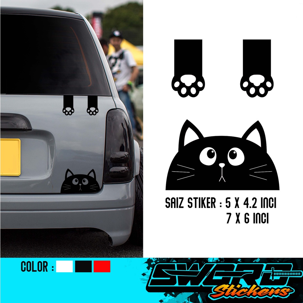 STIKER KUCING 5 / CAT STICKER / KUCING COMEL / STIKER KERETA | Shopee ...