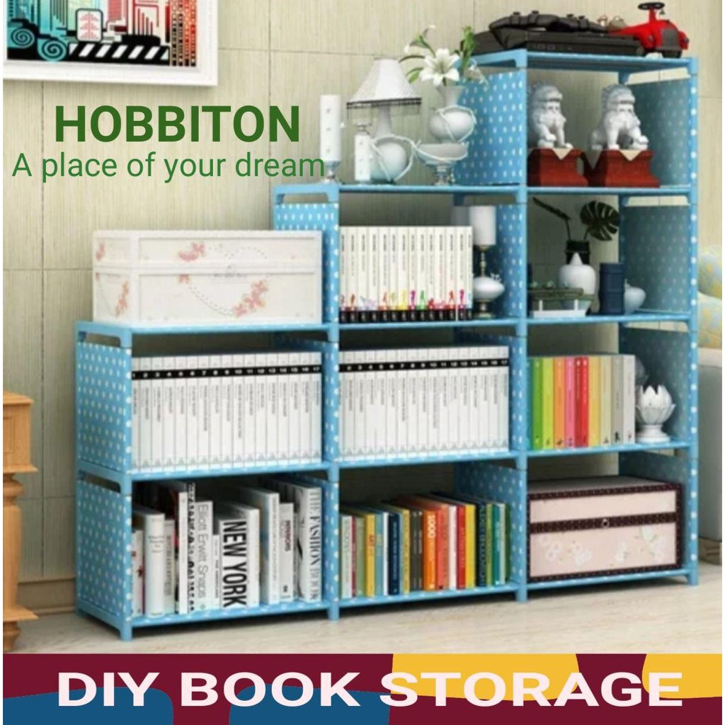 READY STOCK Korean DIY Book Storage Shelf Book Rack 3/4/8/9 columns ...
