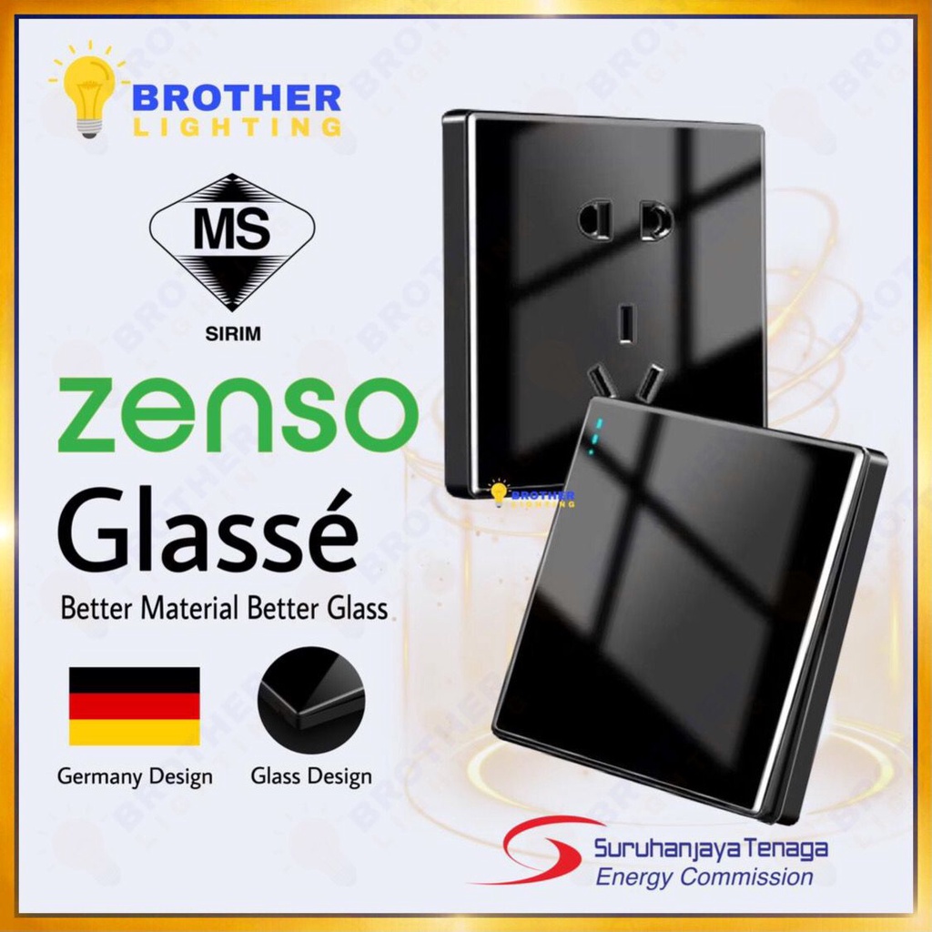 [SIRIM] Zenso Glasse Switch Socket Neon Modern Design Wall Slim ...