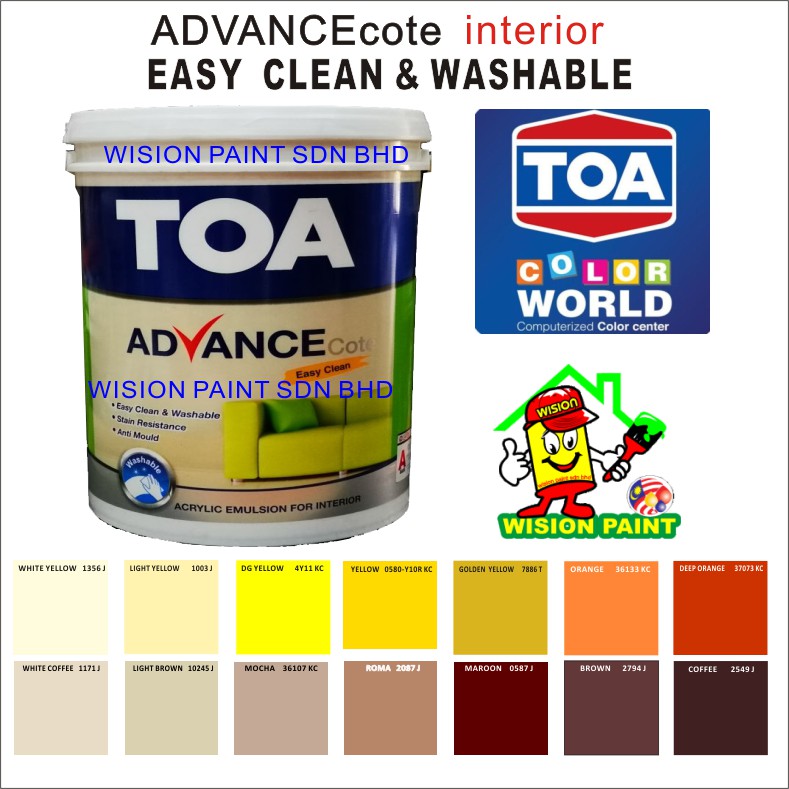 1L ( 1 LITER ) TOA ( EASY CLEAN ADVANCE COTE ) PEARL GLOSSY FINISH FOR ...