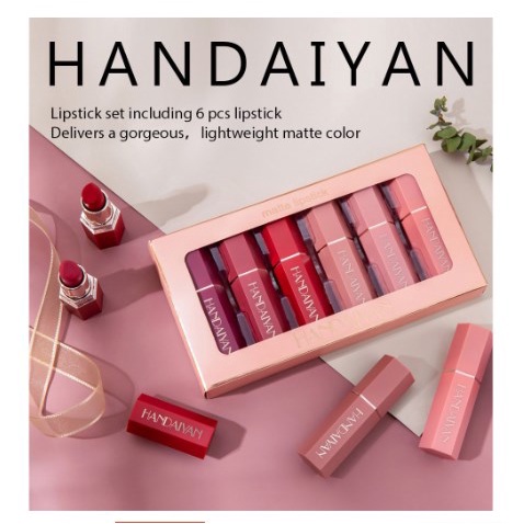 HANDAIYAN 6 in 1 LIPSTICK SET H-0497 VELVET MATTE LONG LASTING GINCU ...