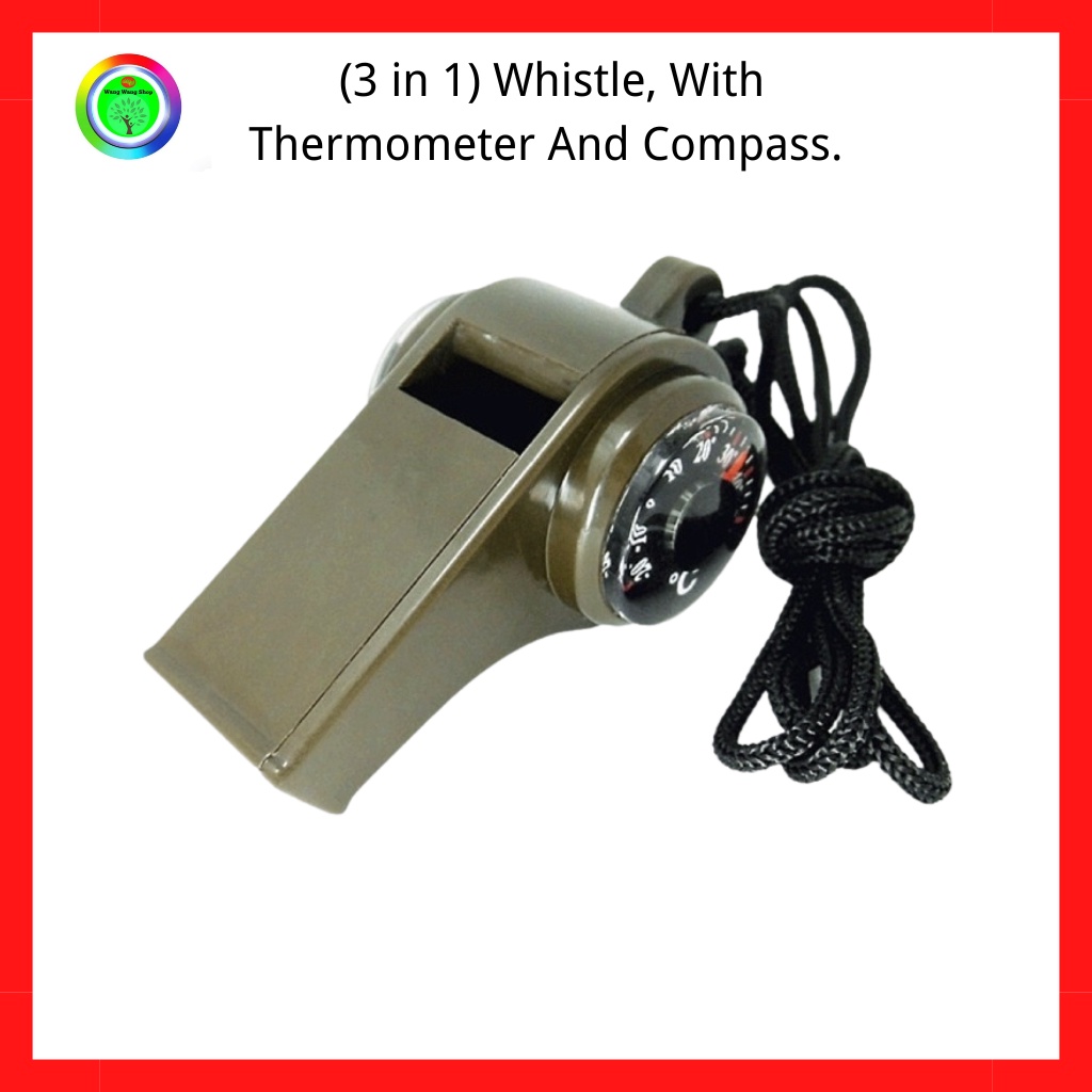 (3 in 1) Whistle, With Thermometer And Compass. | Shopee Malaysia
