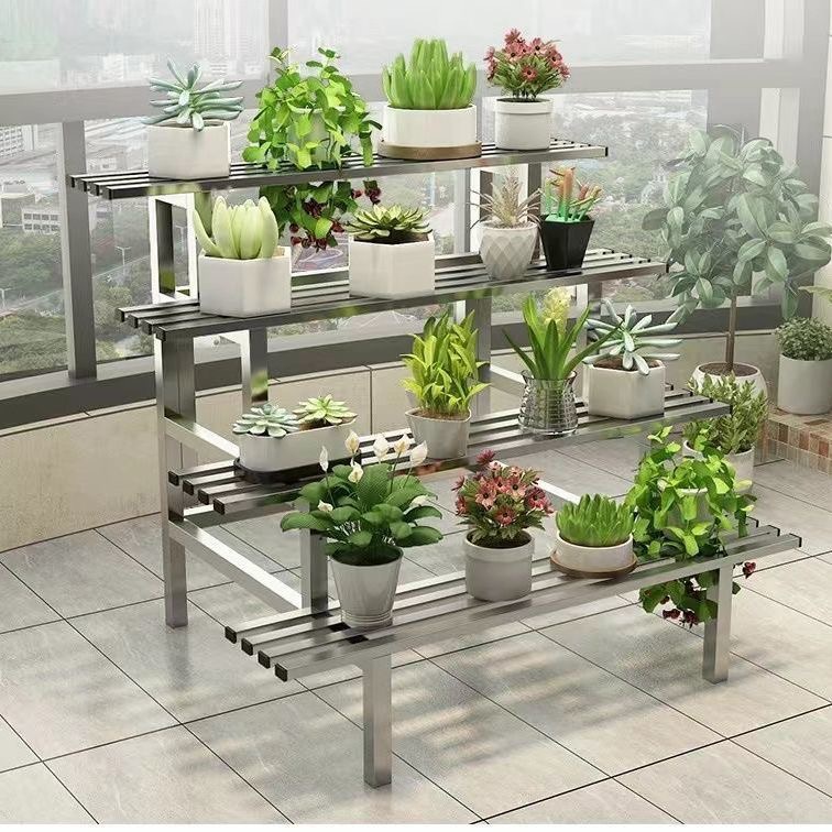 Rak Bunga Bertingkat Rak Pasu Bunga Outdoor Stainless Steel Flower Pot ...