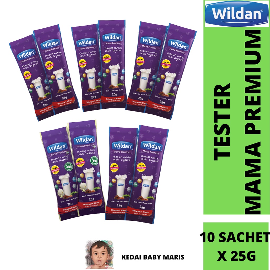 [10 SACHET] TESTER SAMPEL WILDAN MAMA PREMIUM VANILA 25G WILDAN SUSU ...