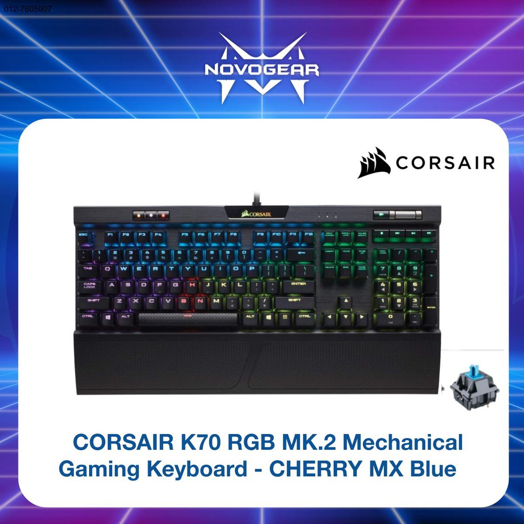 CORSAIR K70 RGB MK.2 Mechanical Gaming Keyboard - CHERRY MX Blue/CHERRY MX Red (CH-9109010-NA/CH ...