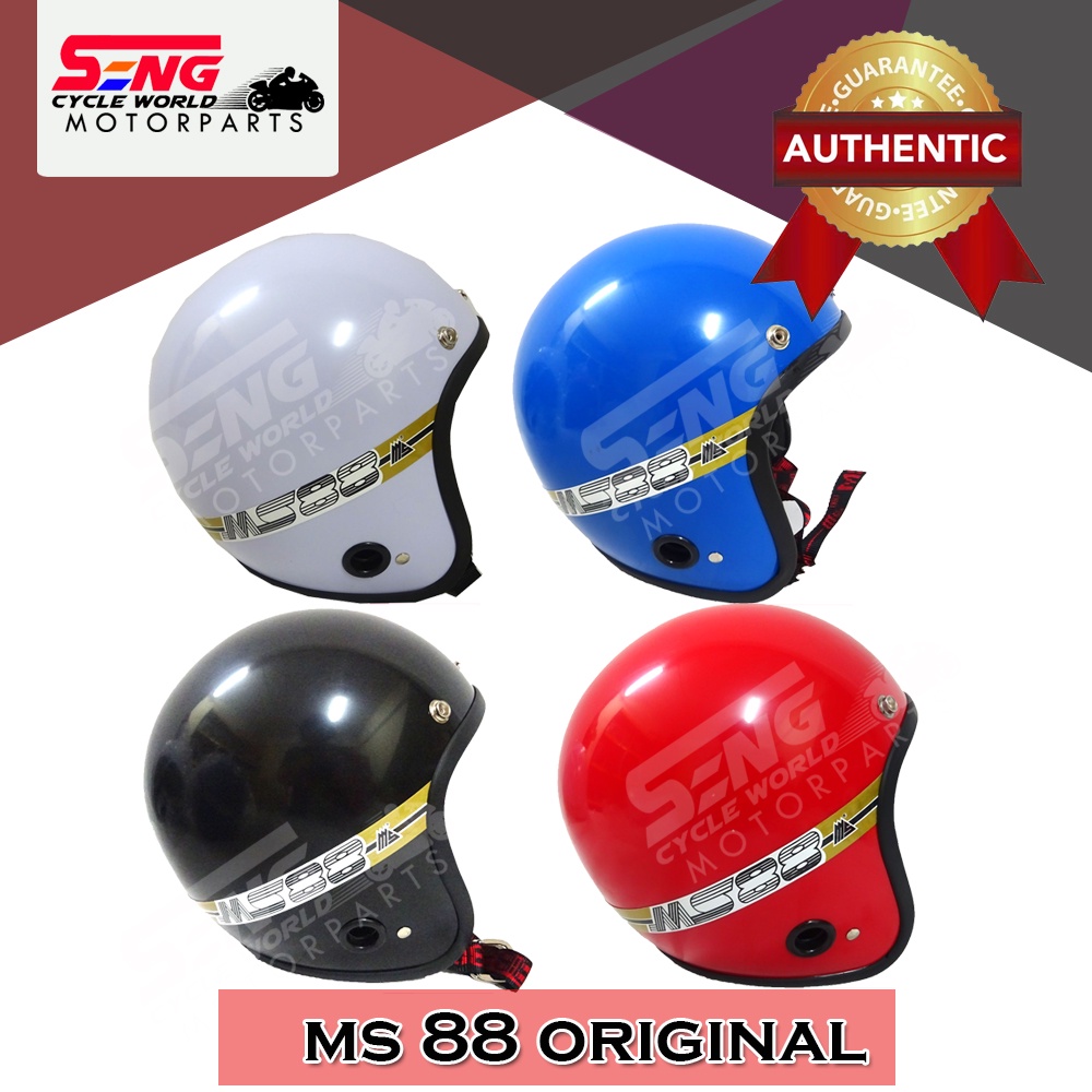 MS88 HELMET 100% ORIGINAL RED / BLACK / WHITE / BLUE / MERAH HITAM ...