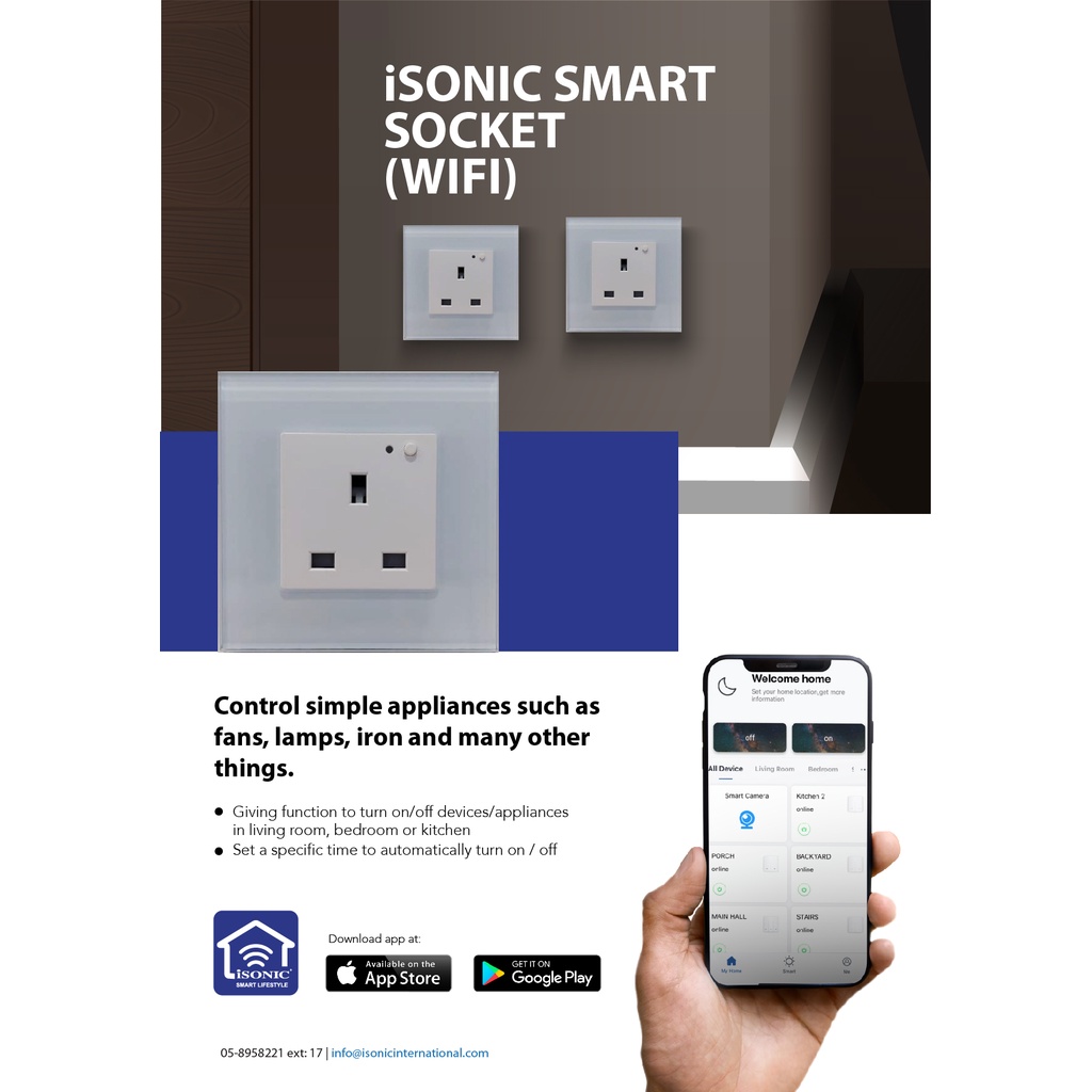 Isonic Wi-Fi Smart Wall Socket ES60W | Shopee Malaysia