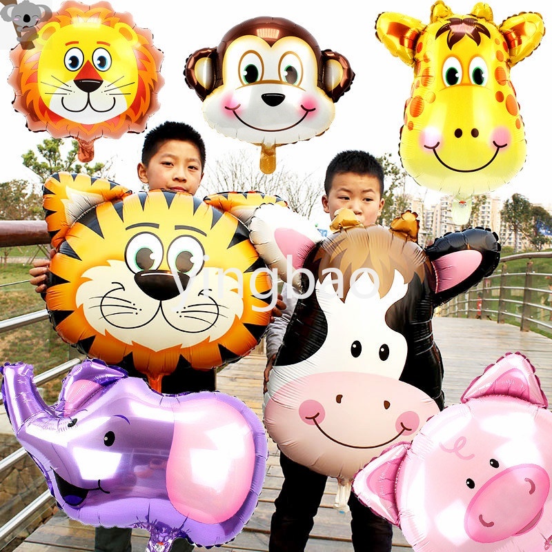 Animal Head Balloon Forest Safari Theme Large Foil Balloons Tiger Lion ...