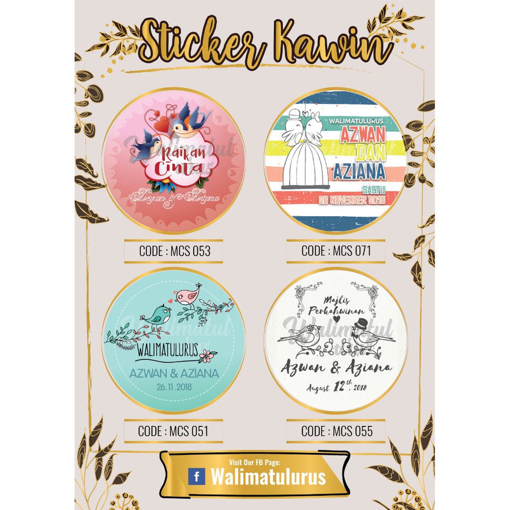STICKER GOODIES KAHWIN || 5CM || 15 SEN SHJ !! | Shopee Malaysia