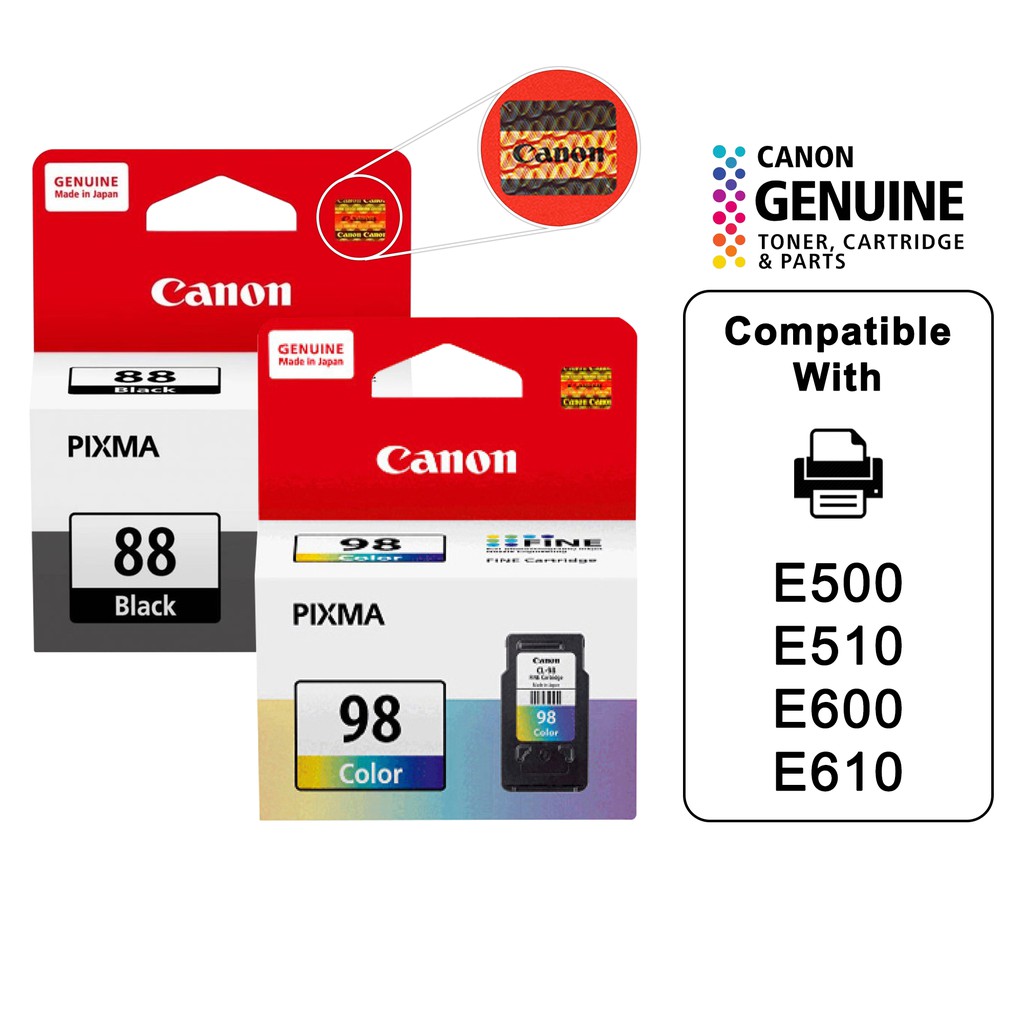 Canon PG88 | PG-88 (Black) CL98 | CL-98 (Color) Ink Cartridge For PIXMA E500 E510 E600 E610 ...