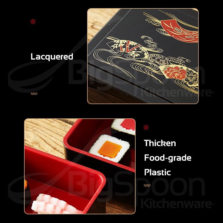 BIGSPOON Japanese Lacquer Unagi Bento Box Sushi Bento Container Lunch ...