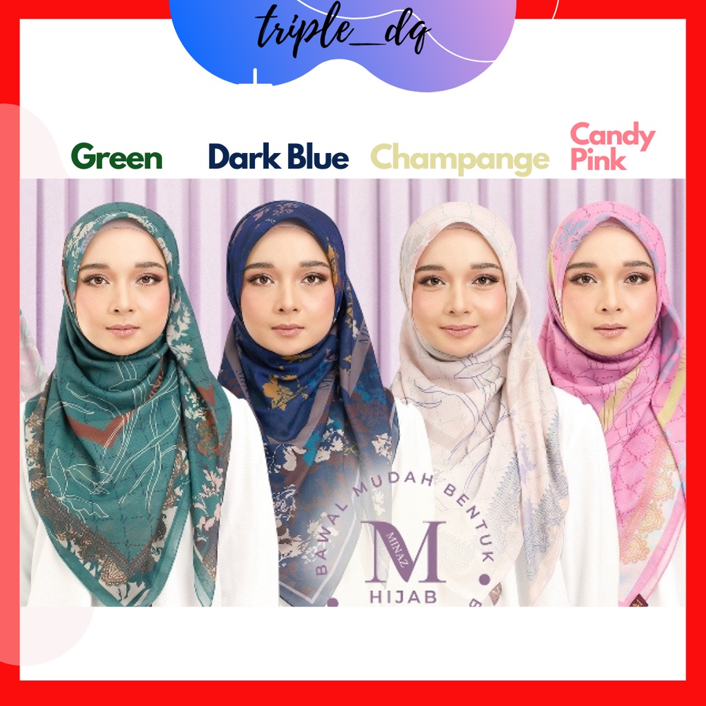WILLOW SERIES Minaz Hijab Tudung Bawal Corak Printed Square Hijab Scarf ...