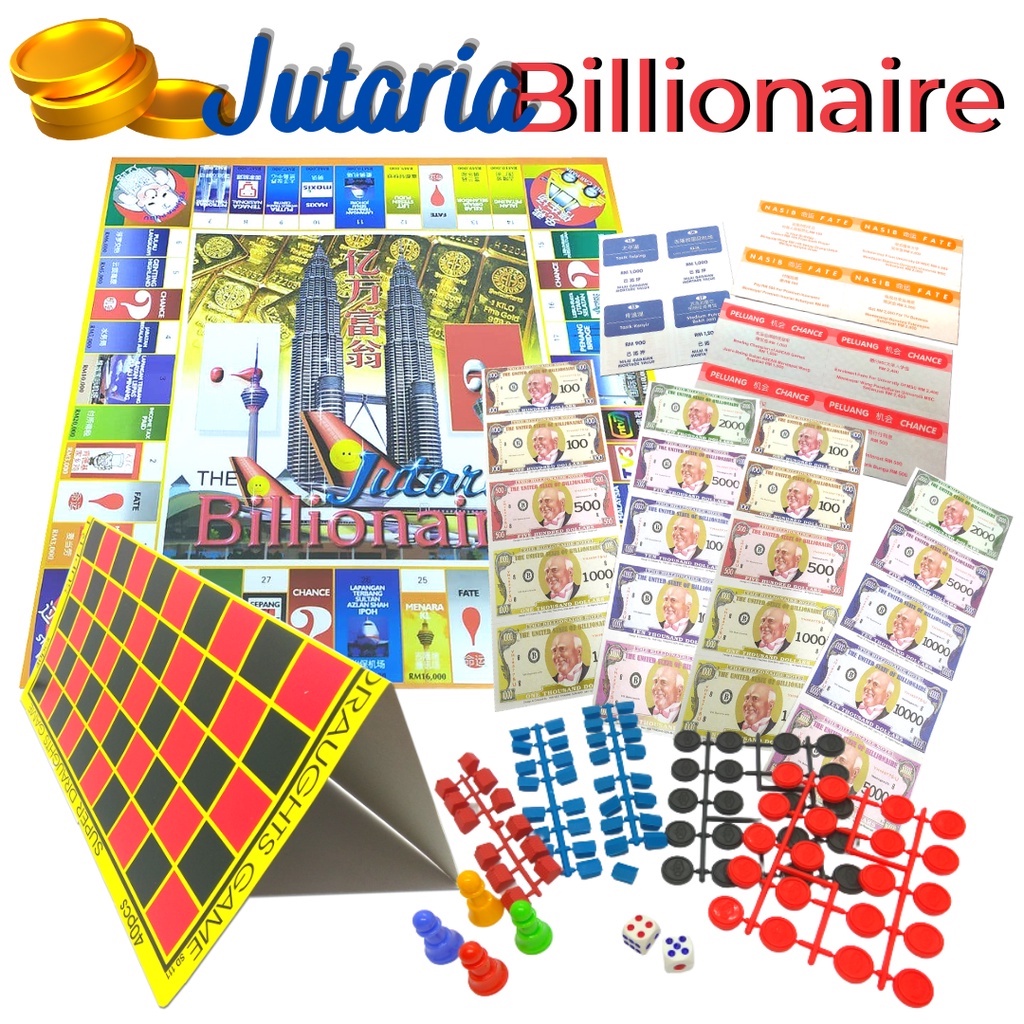 [Original Big Board] 2 in 1 The Billionaire Game & Draughts/Permainan ...