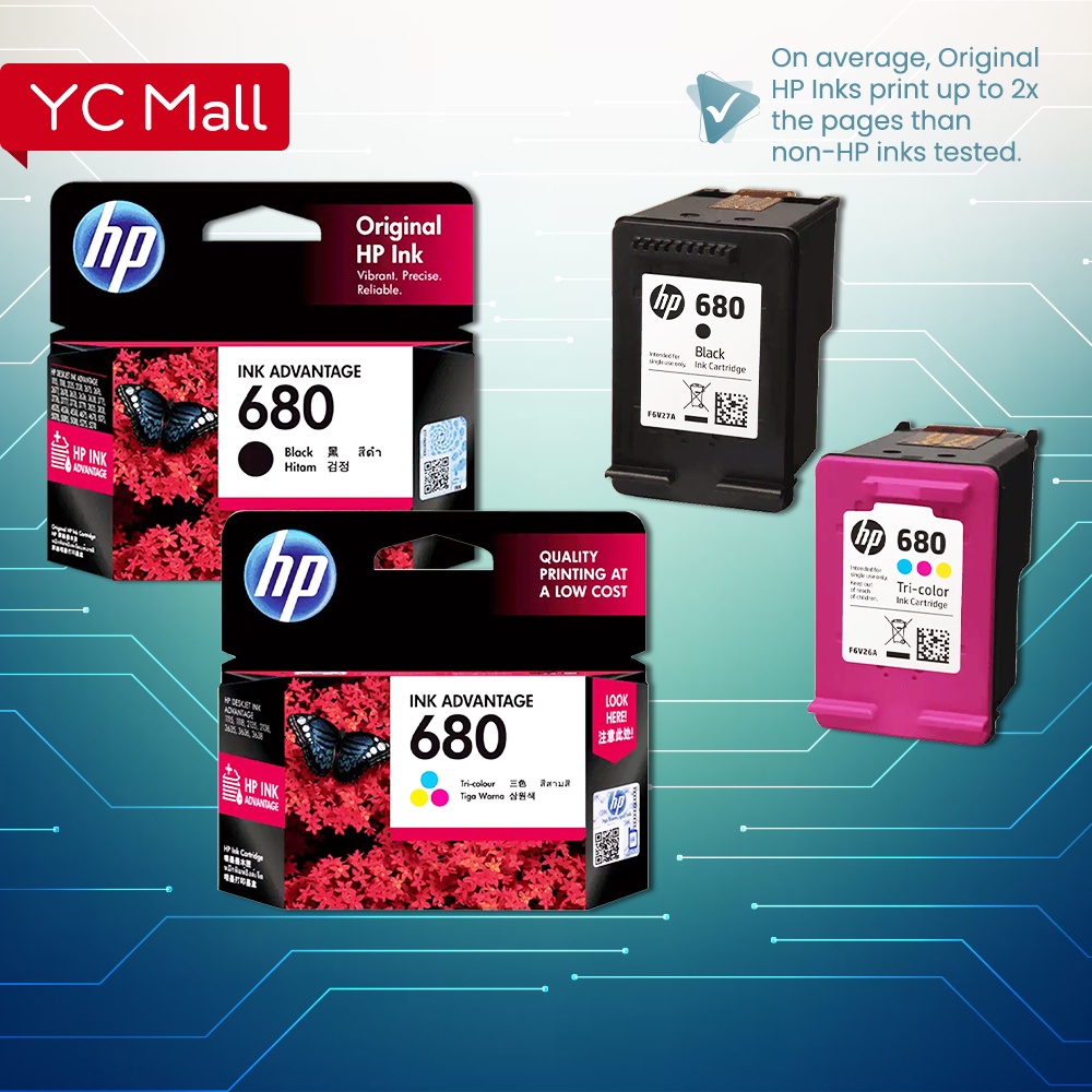 HP 680 Black Tri-Color Original Ink Advantage Cartridge | Shopee Malaysia