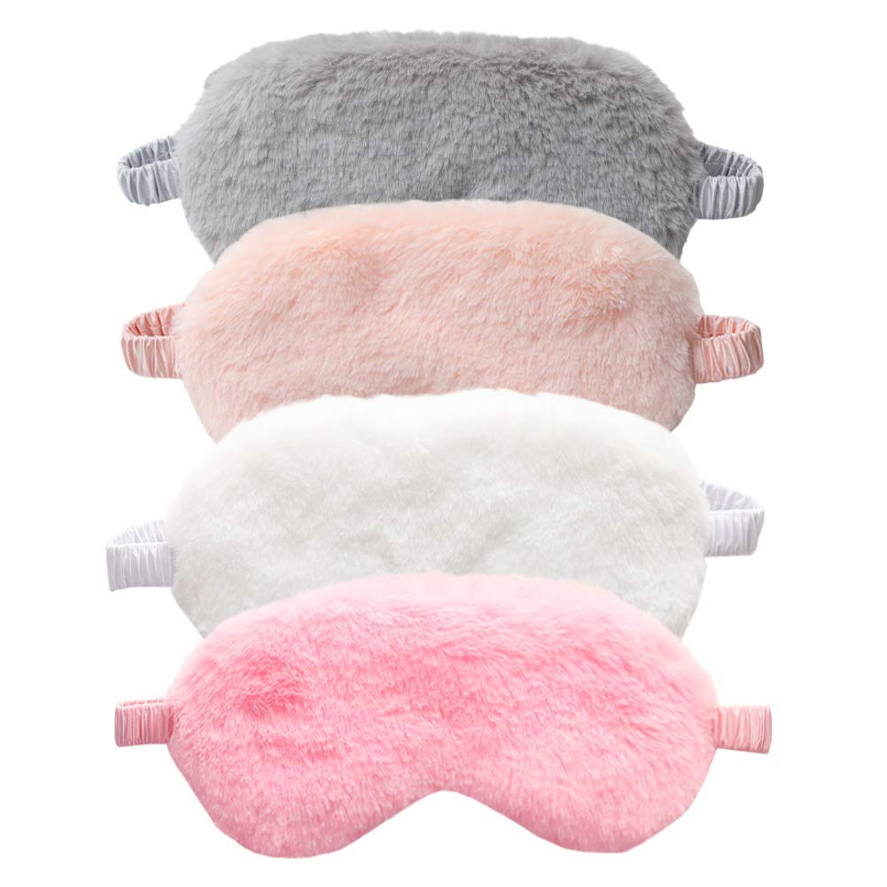 Men Women Soft Faux Plush Travel Sleep Eye Mask / 3D Contoured Sleeping ...