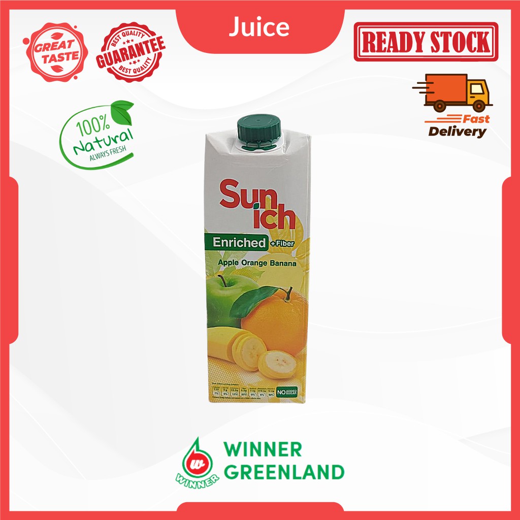 SUNICH Apple Orange Banana Mixed Juice with Fiber No added sugar 1L ...